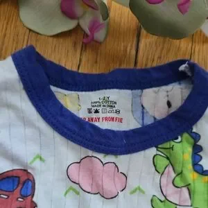 Vintage | Pajamas | Vintage Kids Pajama Set With Blue And Green Cartoon ...